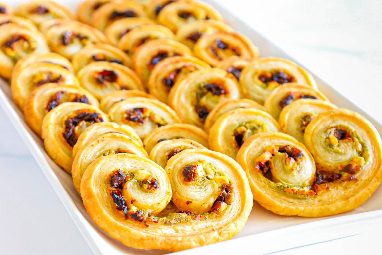 Sun-Dried Tomato Puff Pastry Palmiers with Pesto
