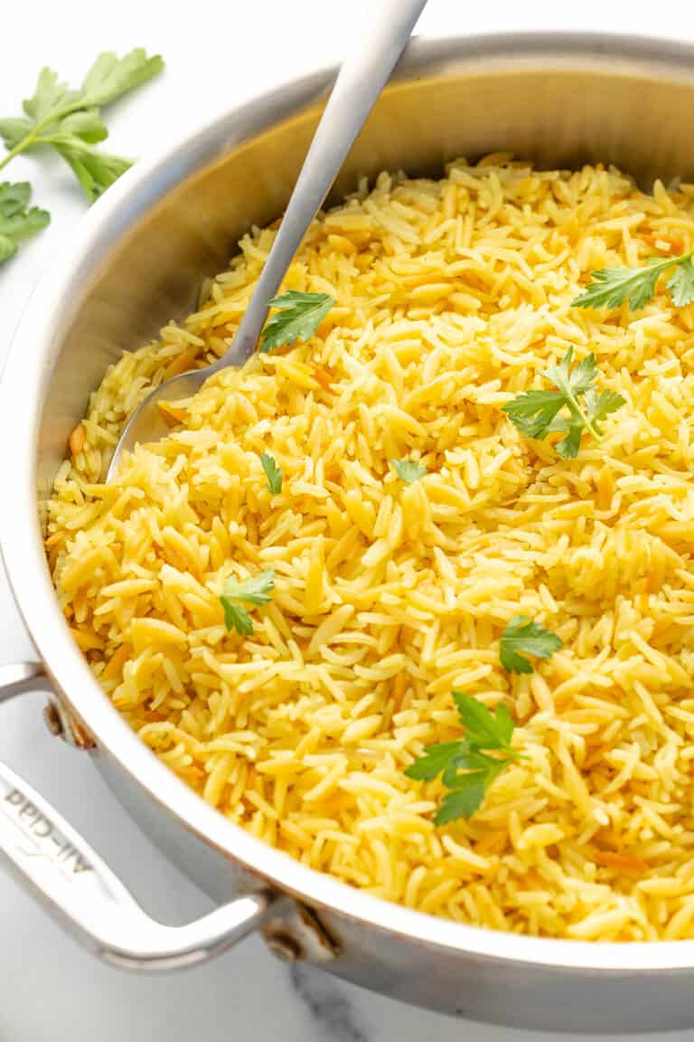 Orzo Rice Pilaf with Garlic and Herbs - The Savory Cipolla